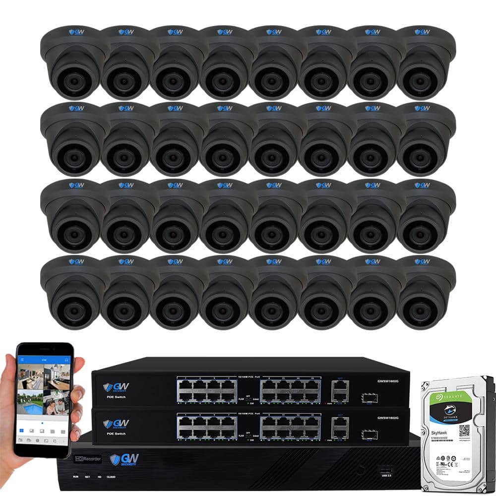 GW Security 32-Channel 8MP 8TB NVR Security Camera System 32 Wired ...