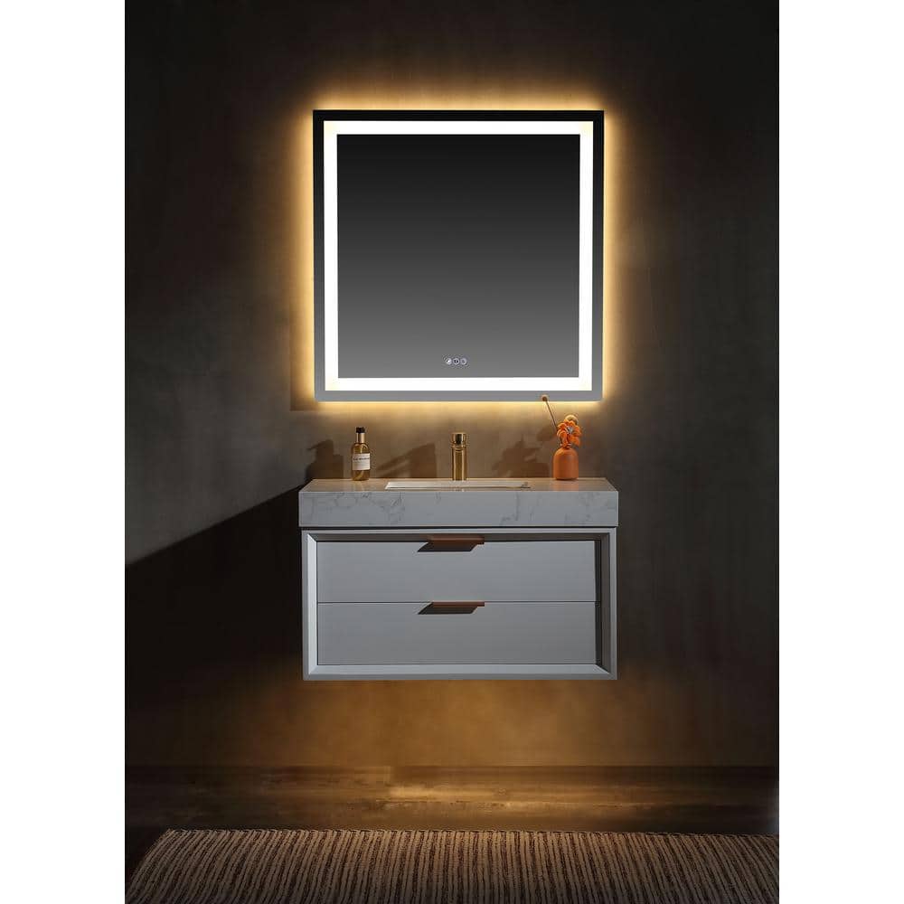 Xspracer Moray 36 in. W x 21 in. D x 21 in. H Floating Single Sink Bath ...