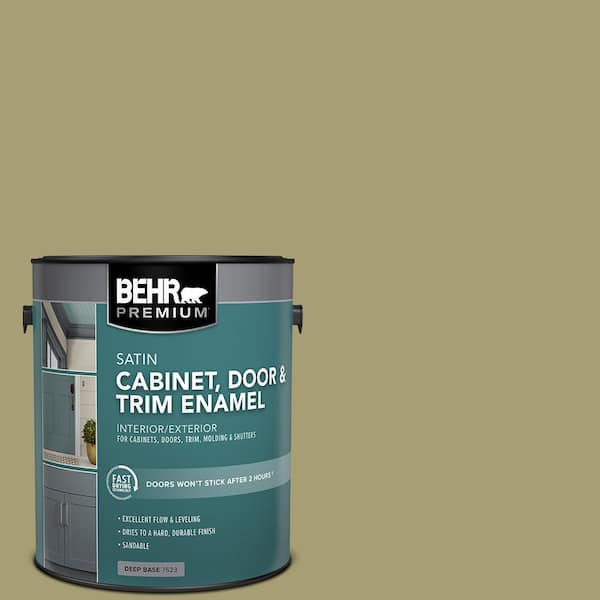 BEHR PREMIUM 1 gal. #PPU9-04 Fresh Olive Satin Enamel Interior/Exterior ...
