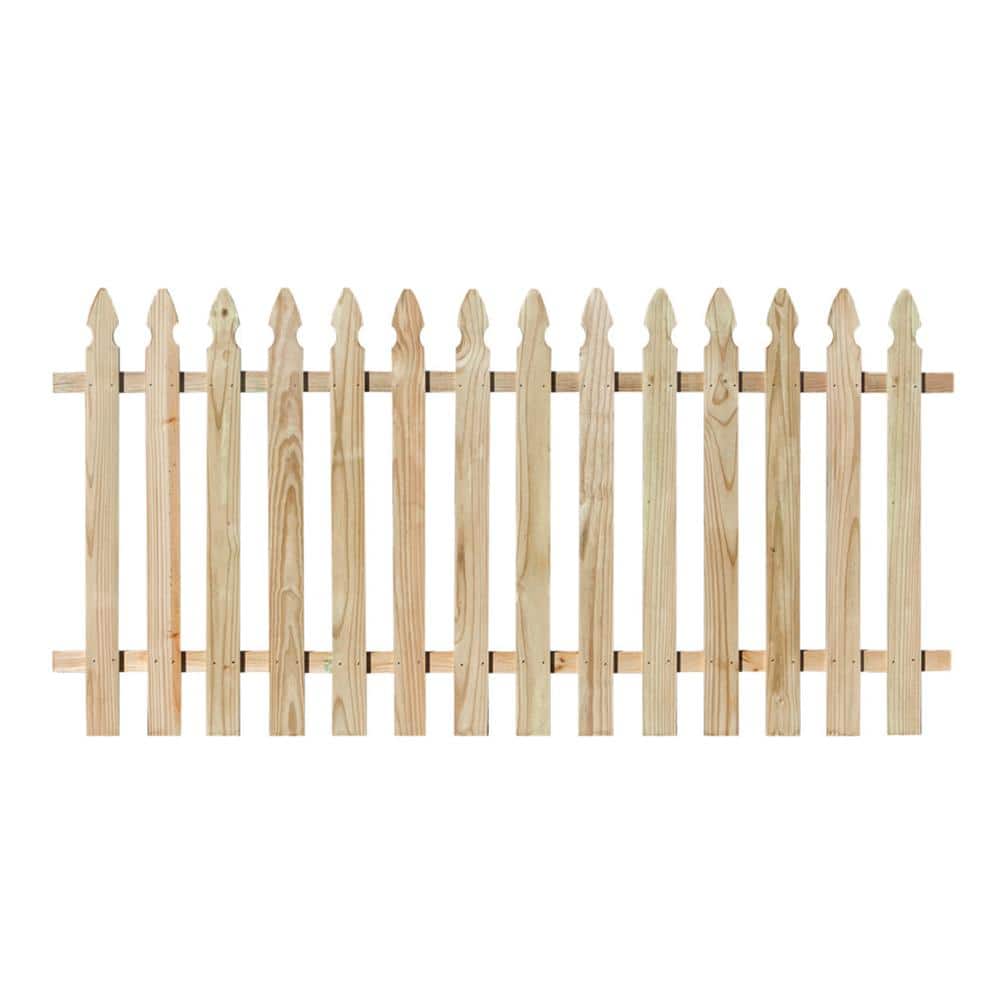 4 ft. x 8 ft. Pressure-Treated Pine Spaced French Gothic Fence Panel ...