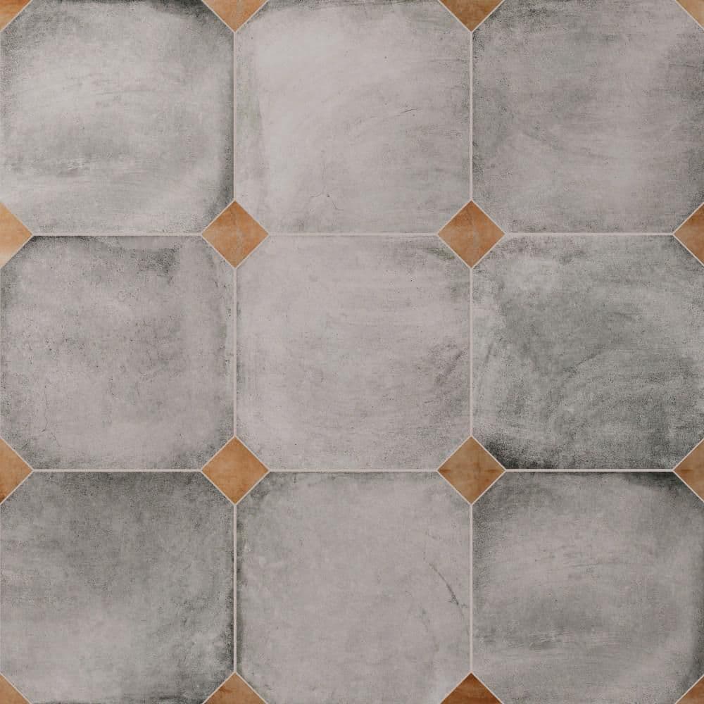 Merola Tile Laverton Octagon Gris with Taco Natural 8 in. x 8 in ...
