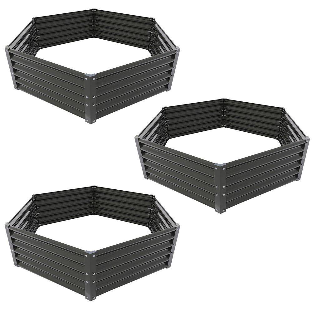 BOPOREA MEGO LLC 3 Pcs Hexagon Galvanized Steel Planter Raised Garden ...