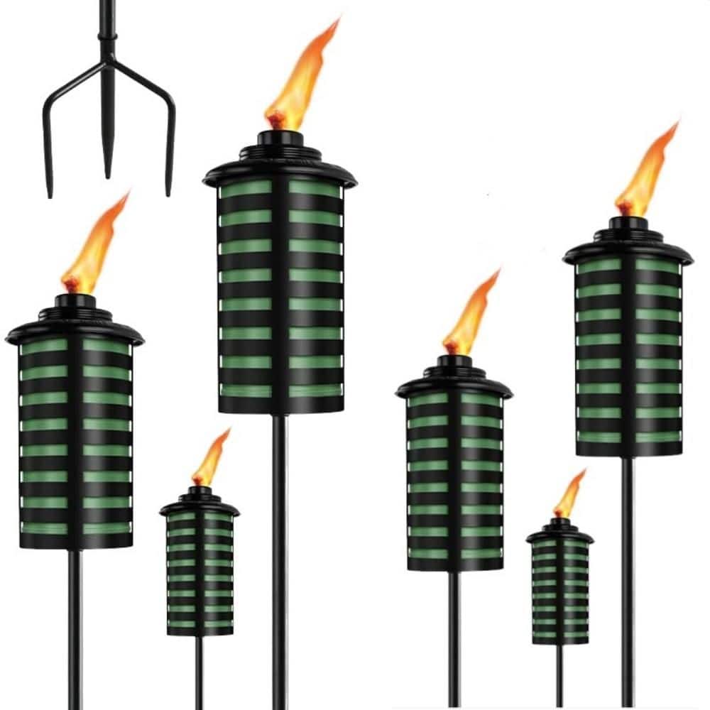 MOEPISY 6 Pack Garden Torch, 16 Oz Outdoor Green Metal Torch Garden ...