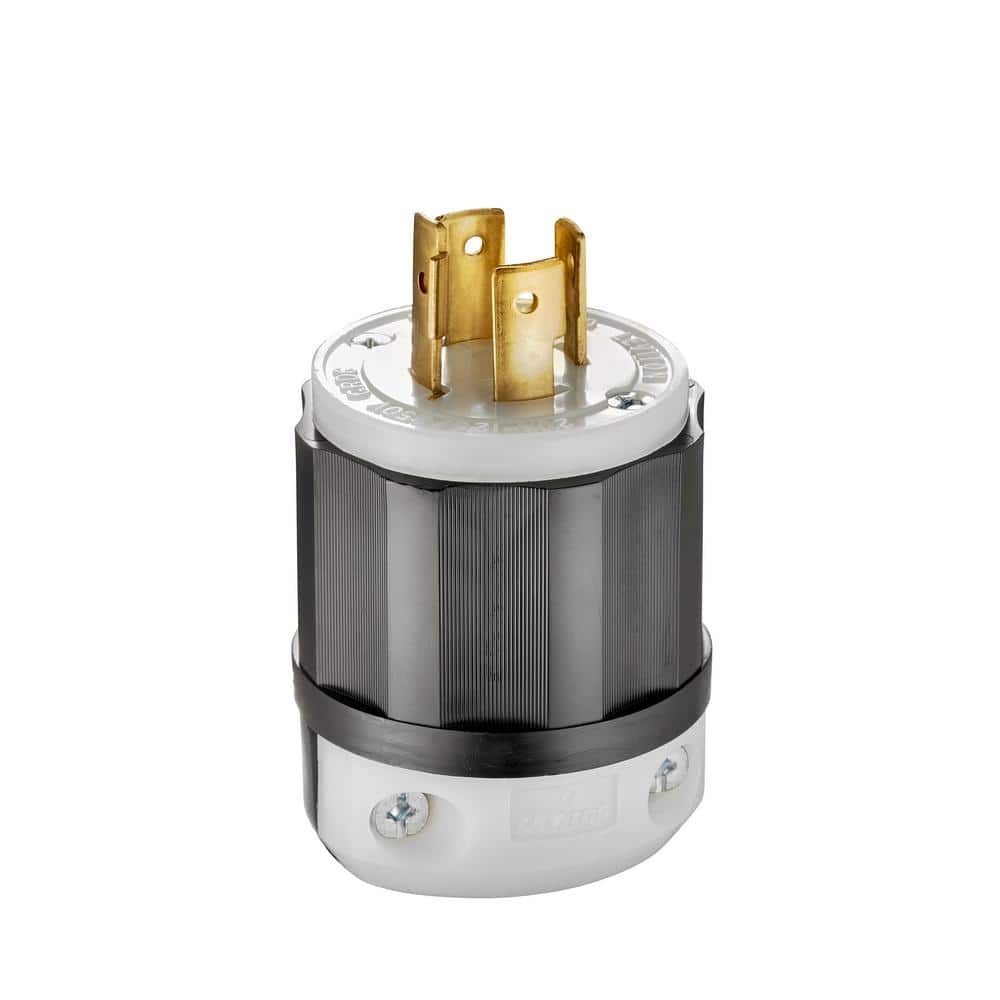 Leviton 20 Amp 125/250-Volt Locking Plug, Black and White 2411 02411 ...