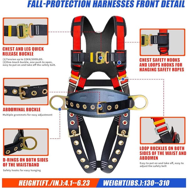 Safety Harness PeakPro Plus Class APE - 5 D-Ring Fall Protection ...