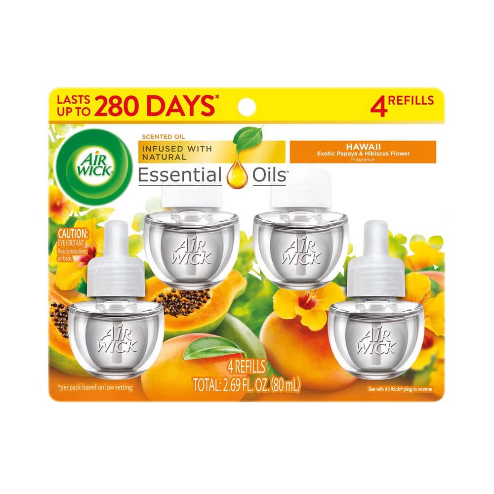 Air Wick 0.67 oz. Hawaii Exotic Papaya and Hibiscus Scented Oil Plug-In Automatic Air Freshener ...