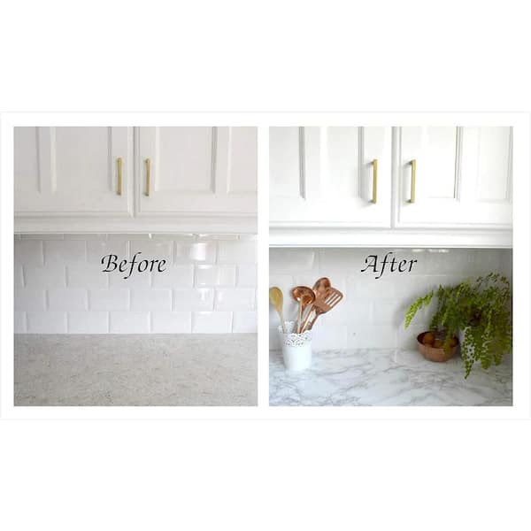 Adrinfly Kitchen Laminate Countertop Makeover White Gray Marble Vinyl ...
