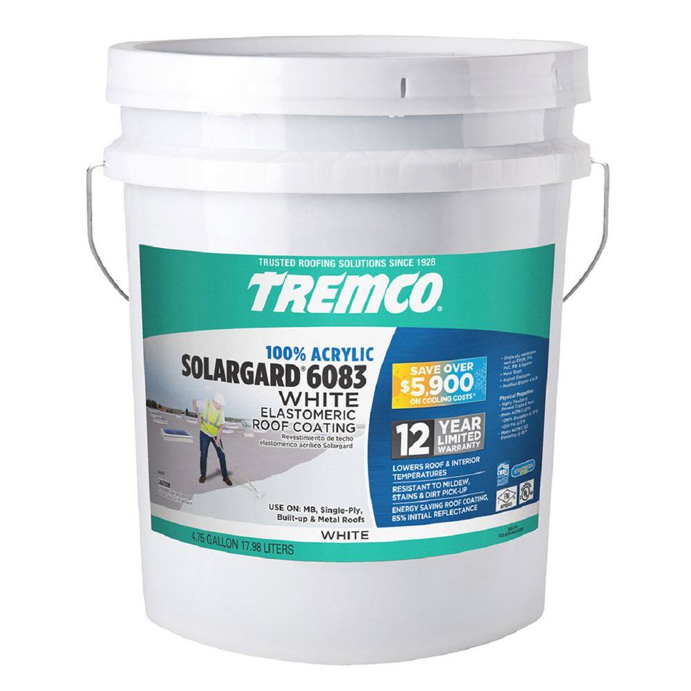 Tremco 4.75 Gal. SolarGard 6083 Acrylic Elastomeric Roof Coating 346346 ...