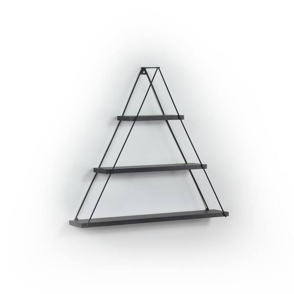 Flynama 29 in. W 23.5 in. H x 5 in. D Floating Wood Triangle 3-Tier ...