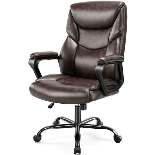 Bestier Task Chairs PU Leather with Adjustable Fixed Lumbar Support ...