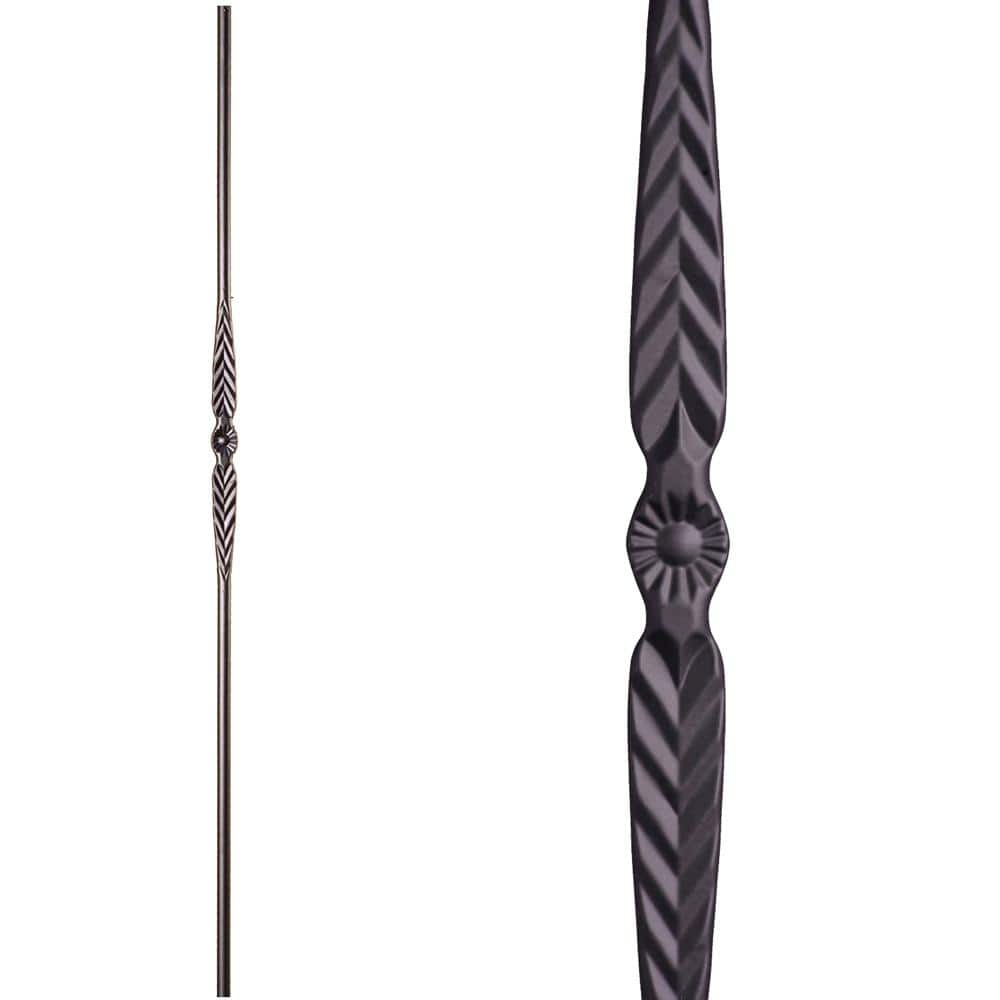 HOUSE OF FORGINGS Round 44 in. x 0.5625 in. Satin Black Single Feather ...