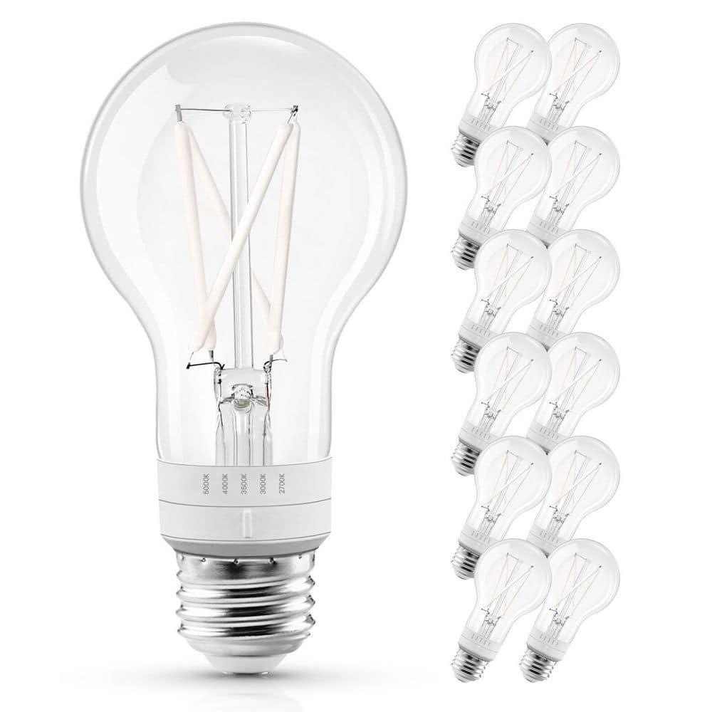 LUXRITE 60-Watt Equivalent A19 LED Light Bulb 5CCT 2700K-5000K 7W 800 ...