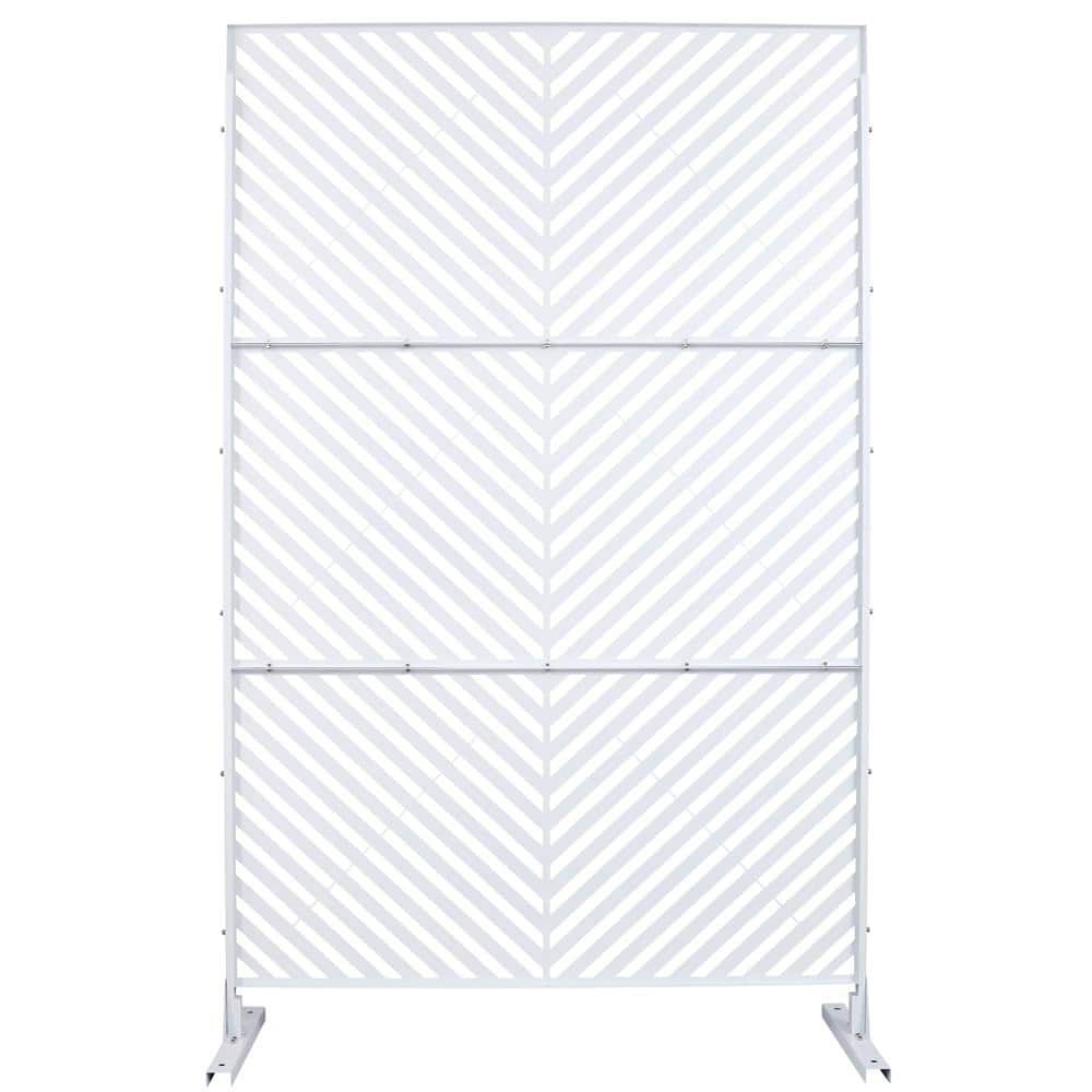 Kahomvis 6.3 ft. x 4 ft. White Outdoor Steel Decorative Privacy Screen ...