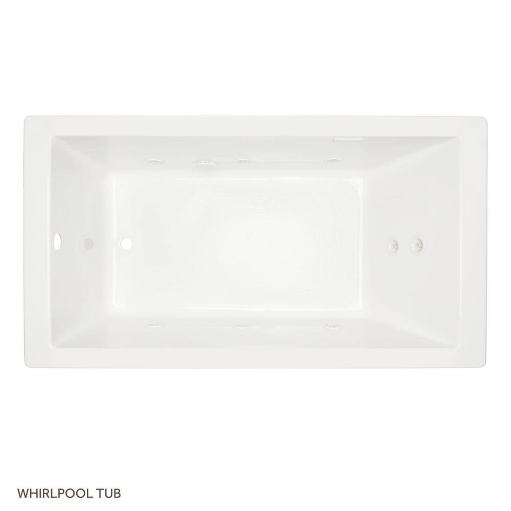 SIGNATURE HARDWARE Sitka 60 in. x 36 in. Rectangular Whirlpool Bathtub ...
