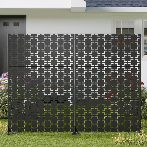 Coporesell 76 in. x 48 in. Freestanding Decorative Privacy Screen Rust ...