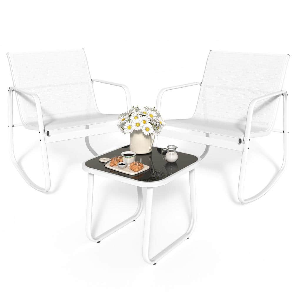 DEXTRUS 3-Piece Patio Outdoor Furniture Bistro Set with Rocking Bistro ...