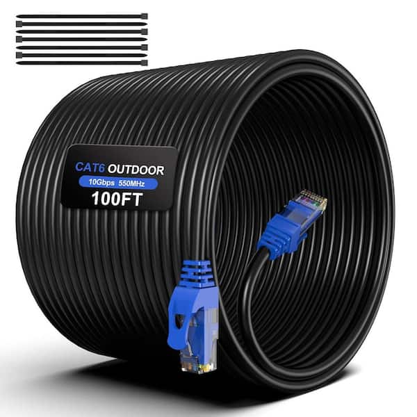 Lukyamzn 100ft Cat6 Ethernet Cable 24AWG 4 Pair Direct Burial Outdoor ...