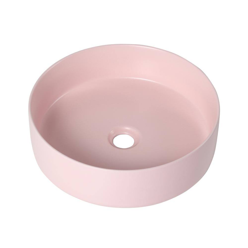 Tatahance Pink Ceramic Round Vessel Sink W128647180-Z - The Home Depot