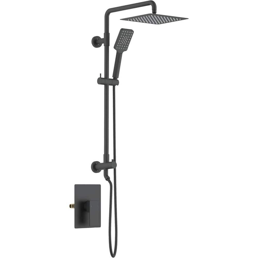 KIBI 3-Spray Wall Mount Dual Fixed and Handheld Shower Head 1.8 GPM in ...