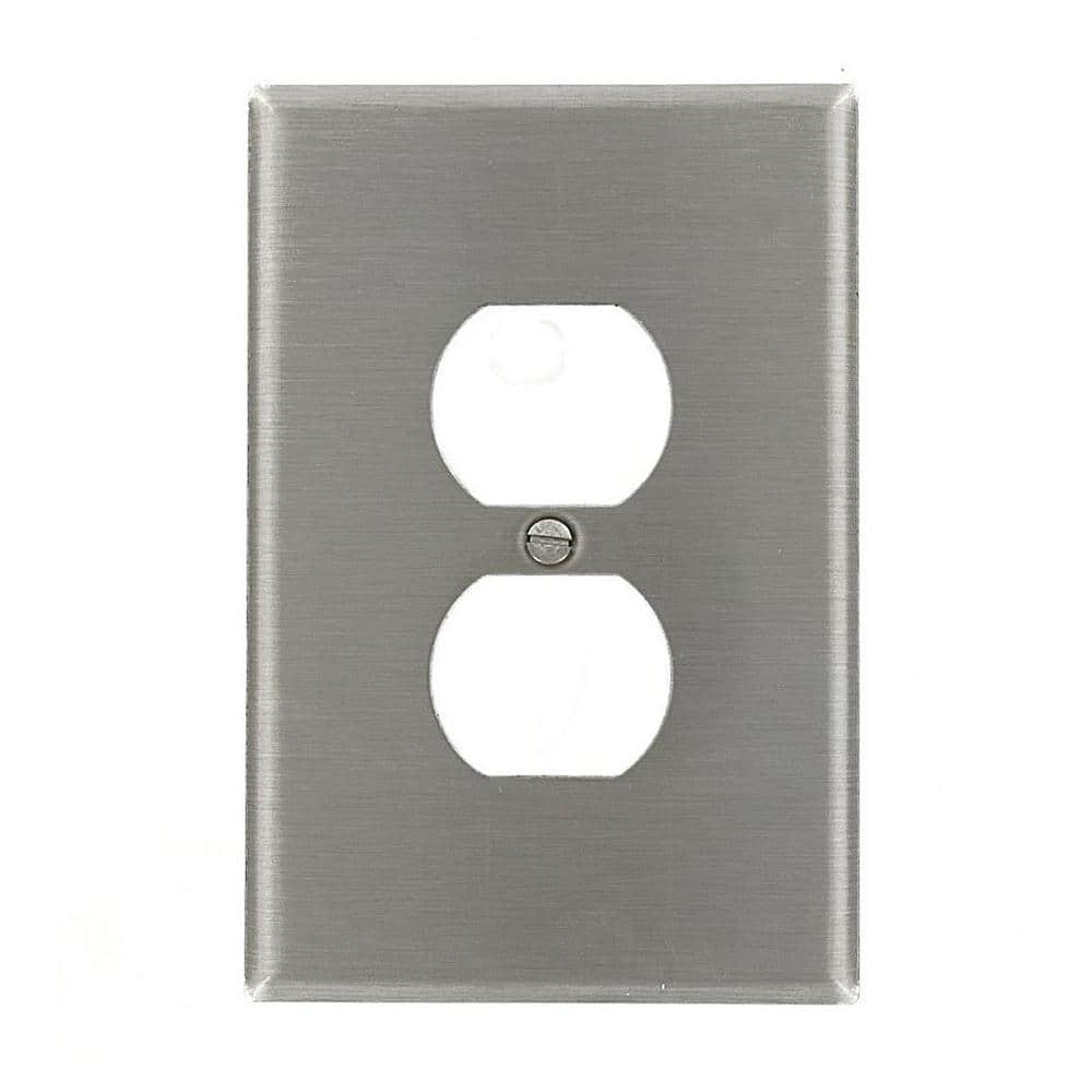 Leviton 1-Gang Stainless Steel 302 Non-Magnetic Duplex Outlet ...