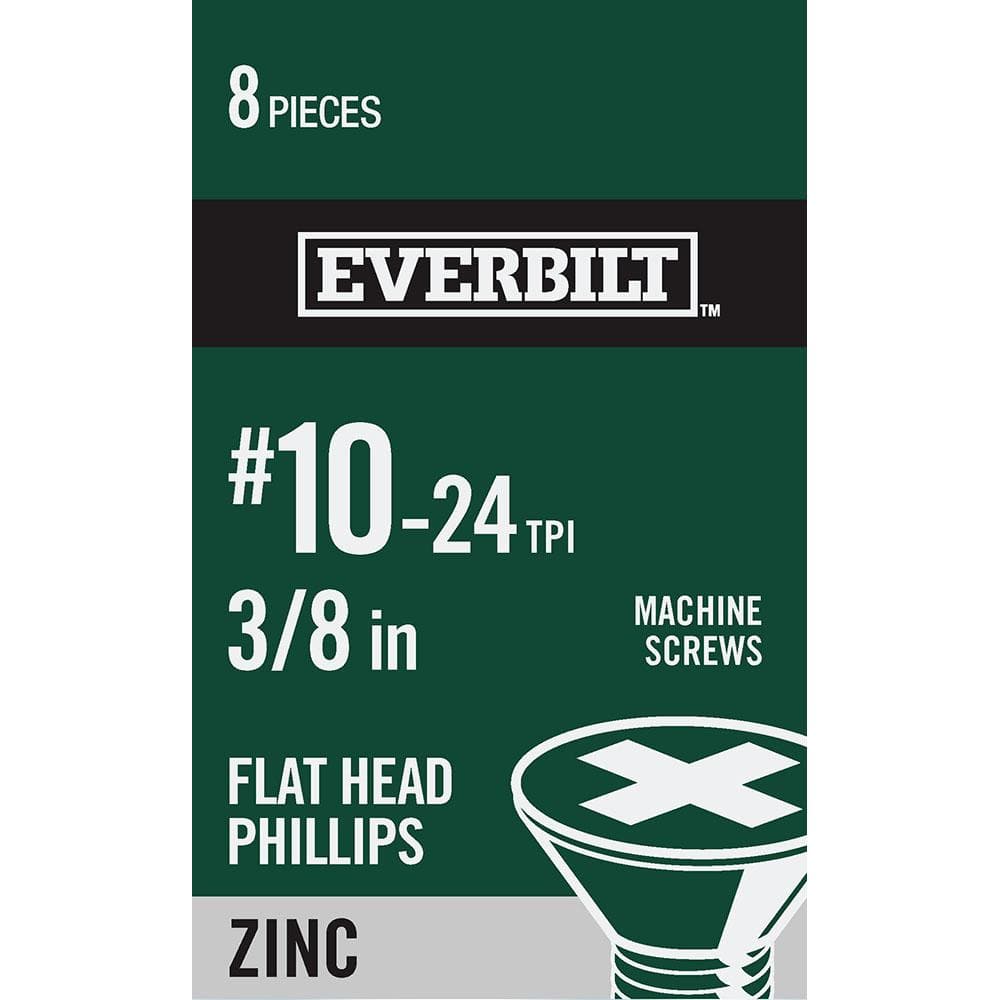 Everbilt 10 24 X 3 8 In Phillips Flat Head Machine Screws 8 Pack