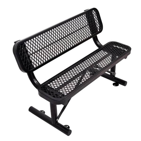 AUTMOON 4 ft. Outdoor Metal Bench with Backrest, Commercial Use for ...