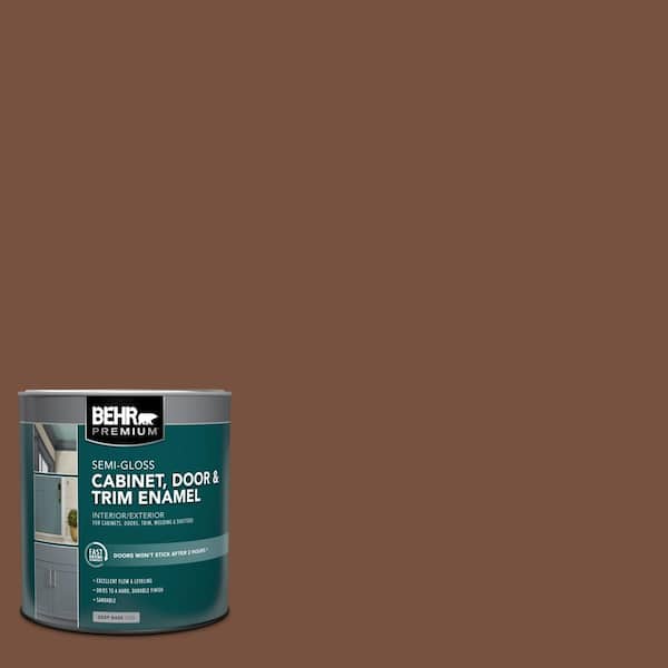BEHR PREMIUM 1 qt. #240F-7 Root Beer Semi-Gloss Enamel Interior ...