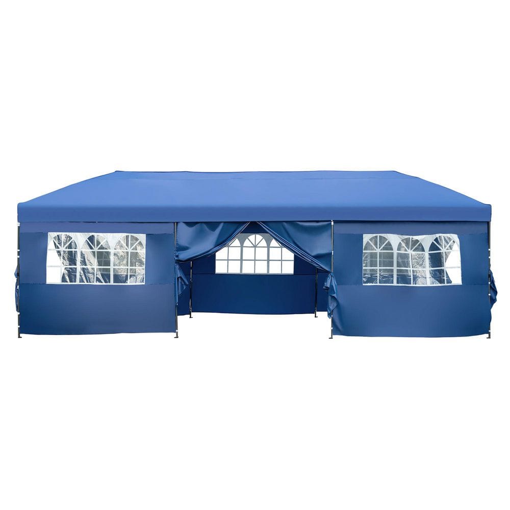 Tenleaf 10 ft. x 30 ft. Navy Blue Pop Up Canopy with Sidewalls, Wheeled ...
