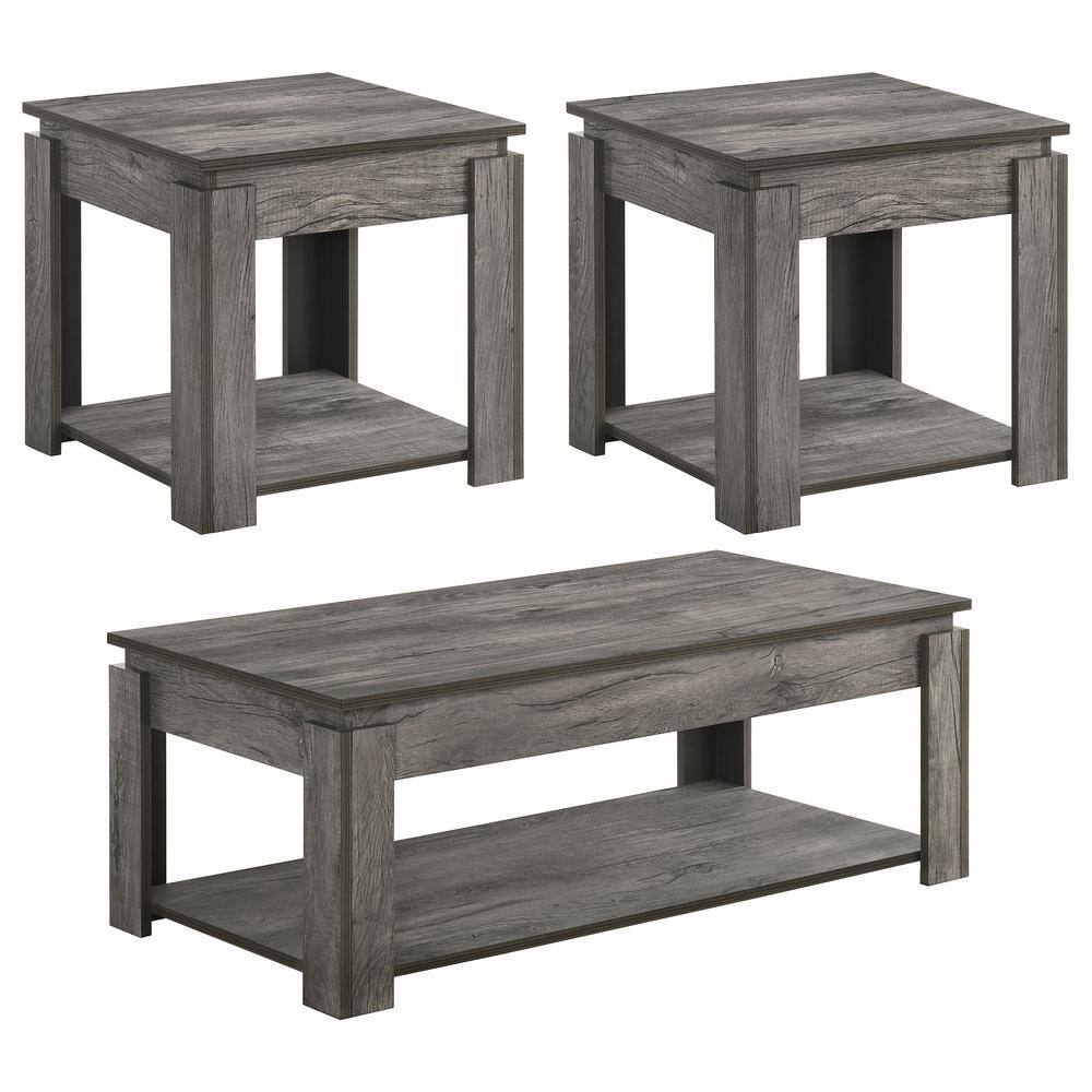 Coaster Donal 3-piece 46.75 in. Weathered Grey Rectangle Wood 3-piece ...