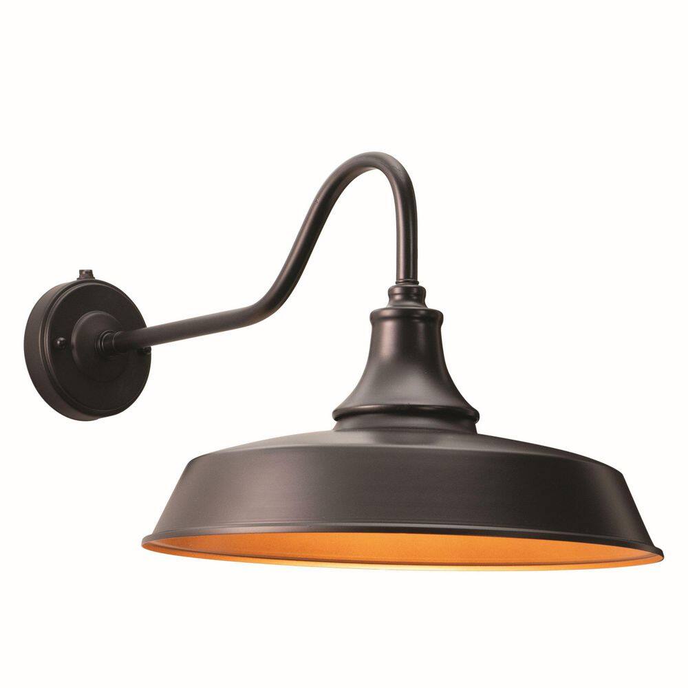 VAXCEL Dorado 1 Light Dusk to Dawn Bronze Gold Farmhouse Barn Dome ...