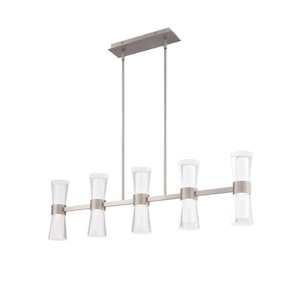 WAC Lighting Hourglass 36 in. 5-Light Brushed Nickel Integrated LED ...