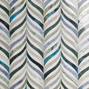 Ivy Hill Tile Bloom Verde Green Floral 14.09 in. x 15.15 in. Polished ...