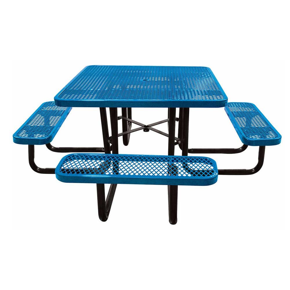 Leisure Craft 46 in. Blue Square Commercial Portable Picnic Table ...