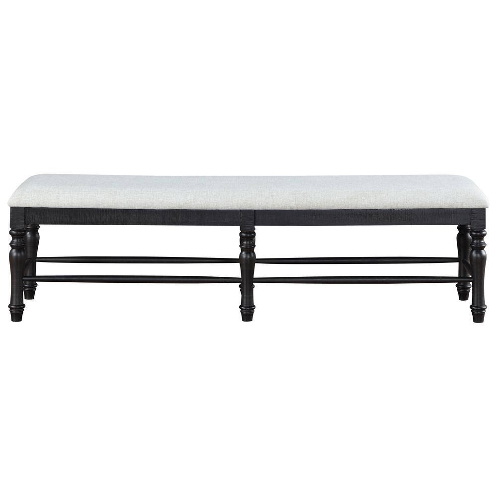 Steve Silver Odessa White Cushioned Black Dining Bench 65 in. ODE500KBN ...