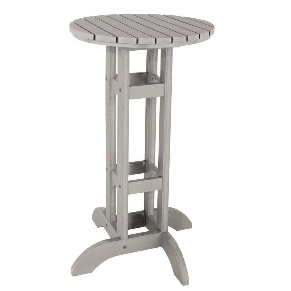 Highwood Harbor Gray 24 in. Recycled Plastic Round Bar Dining Table AD ...