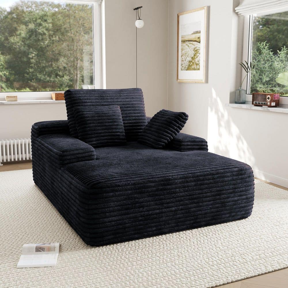 Magic Home 49 in. Oversized Squre Arm Corduroy Rectangle Sectional Sofa ...