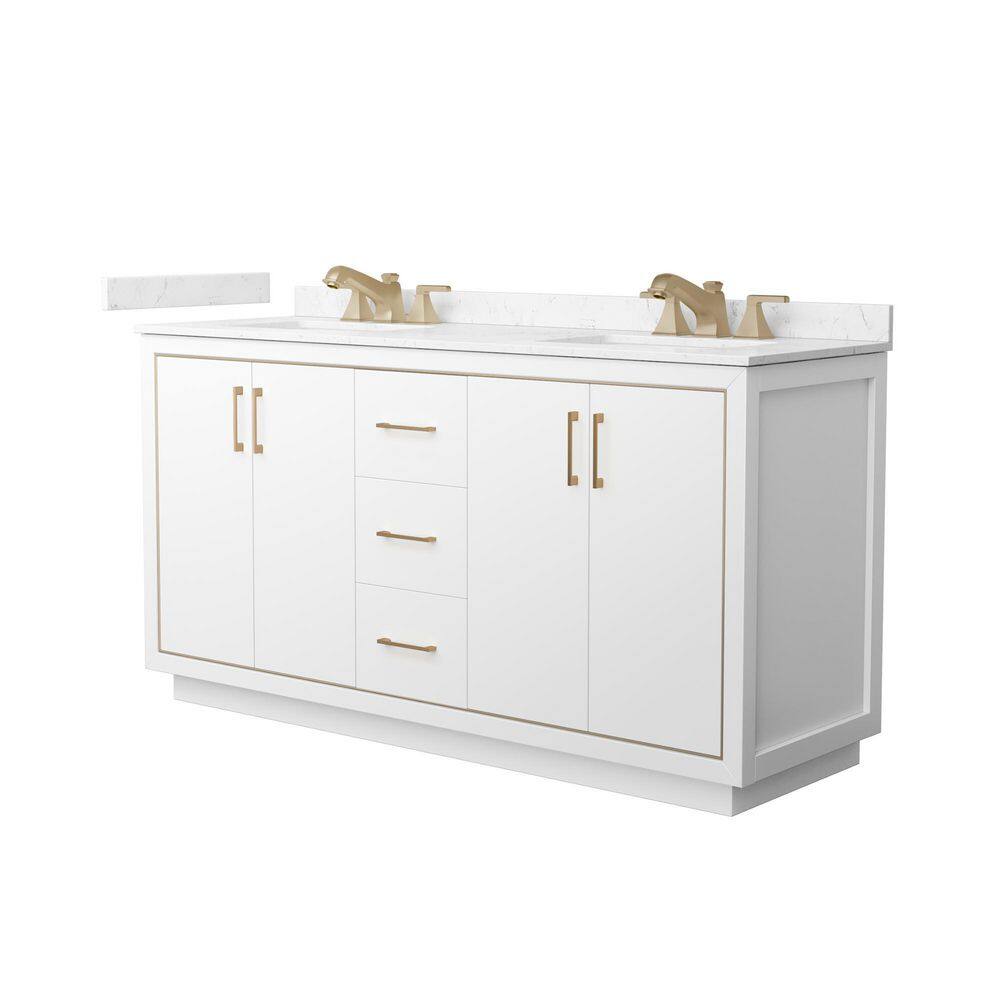 Wyndham Collection Icon 66 in. Double Freestanding White Bath Vanity ...