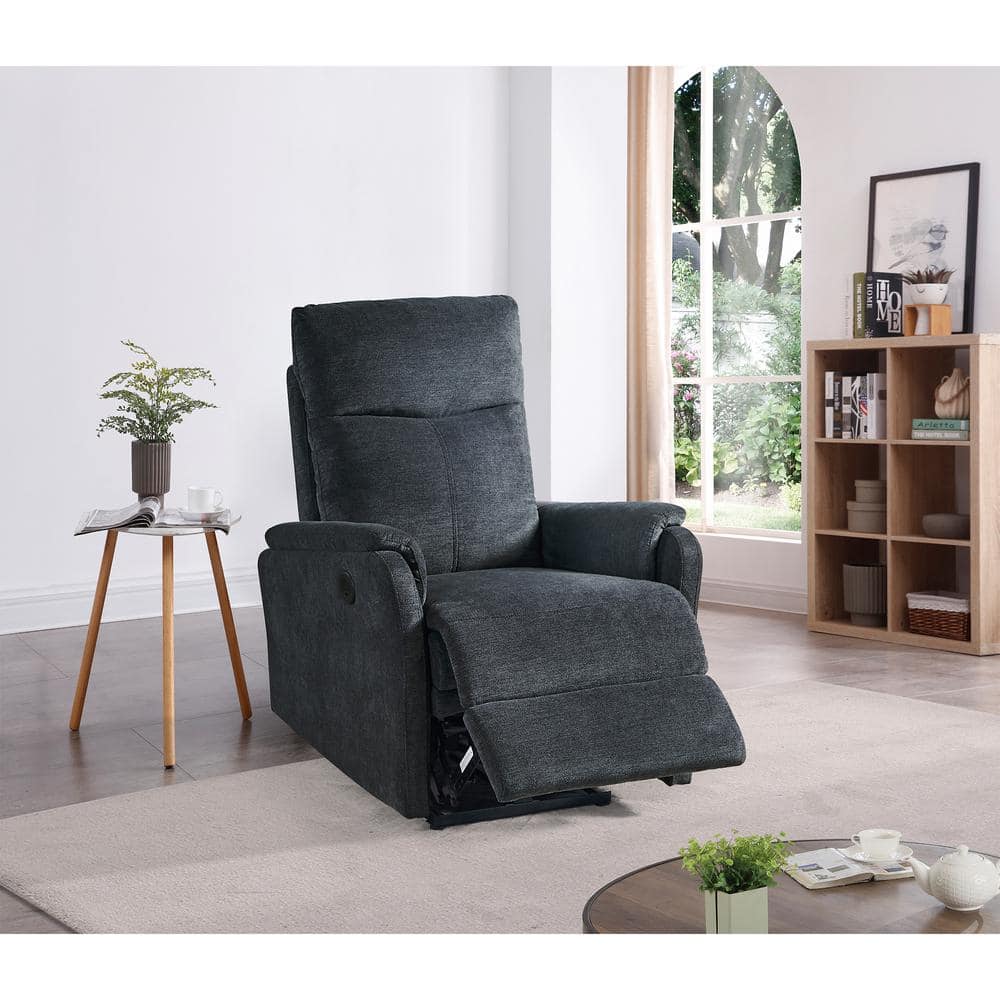 Dark Gray Fabric High Back Recliner Chair with E-motion and USB Charge ...