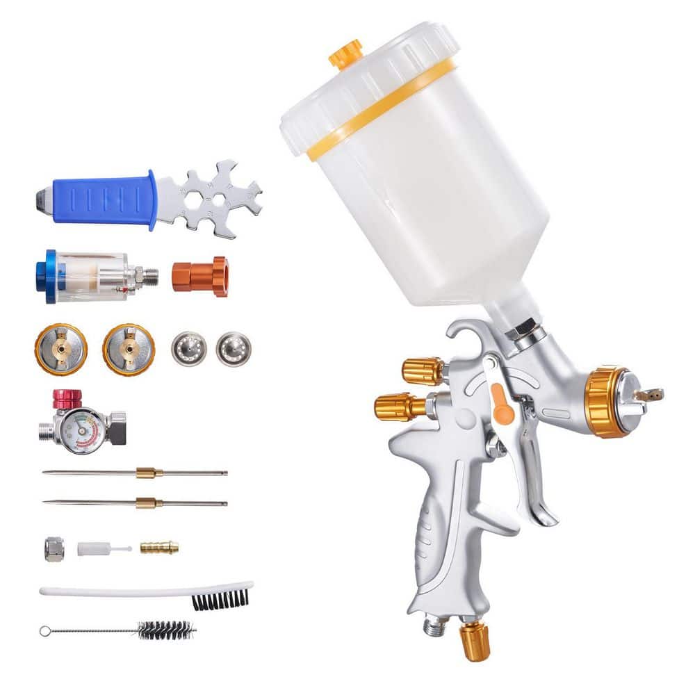 SKYSHALO HVLP Air Spray Gun Gravity Feed Paint Sprayer Gun with 3 ...