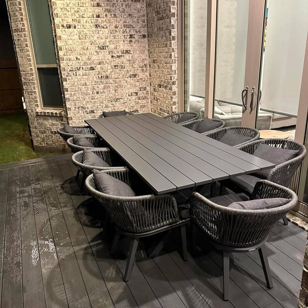 PURPLE LEAF 11-Piece All-Weather Wicker Outdoor Dining Set with Table ...