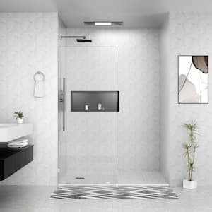 Peorsily 34 in. W x 74 in. H Semi-Frameless Fixed Glass Shower Door in ...
