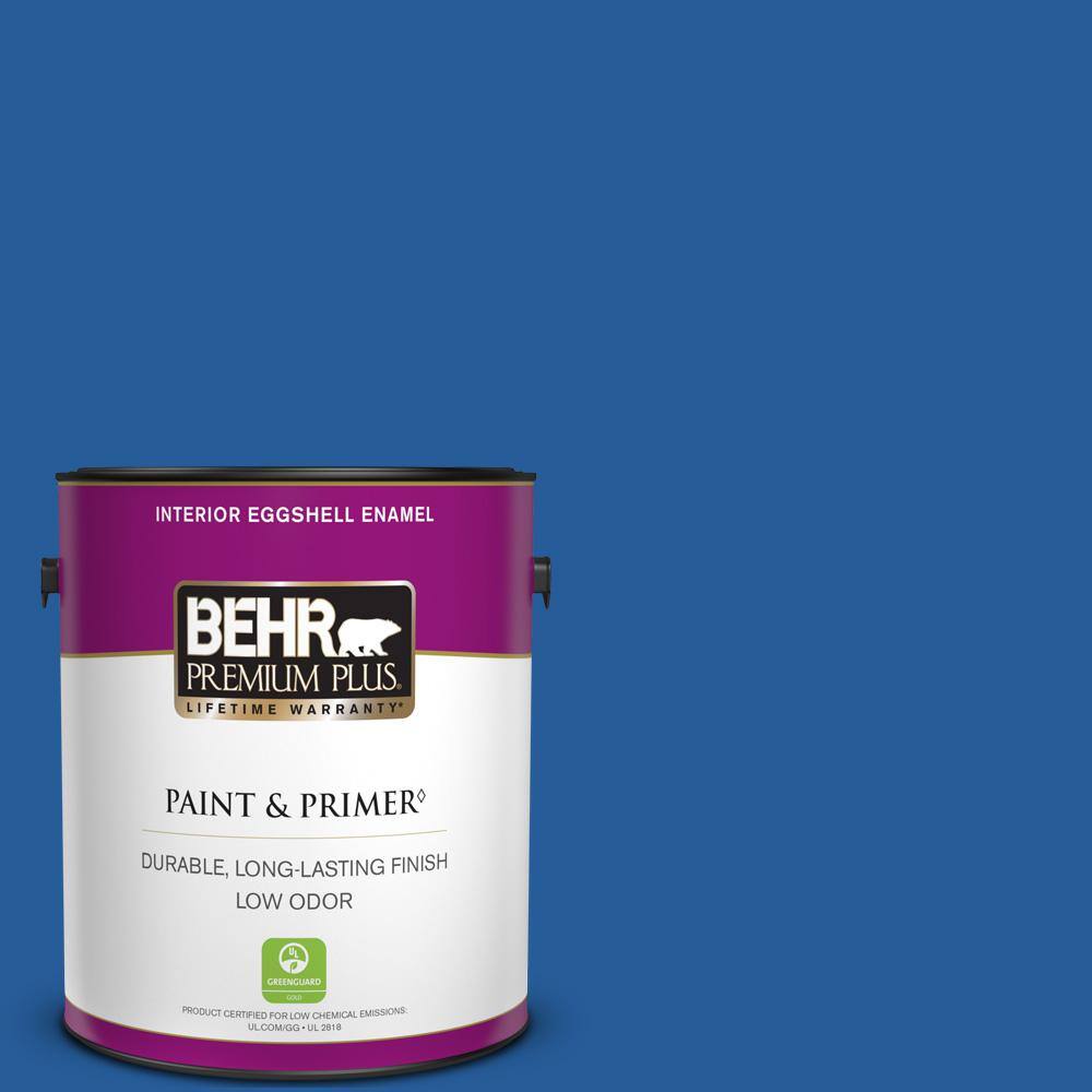 BEHR PREMIUM PLUS 1 gal. #P510-7 Beacon Blue Eggshell Enamel Low Odor ...