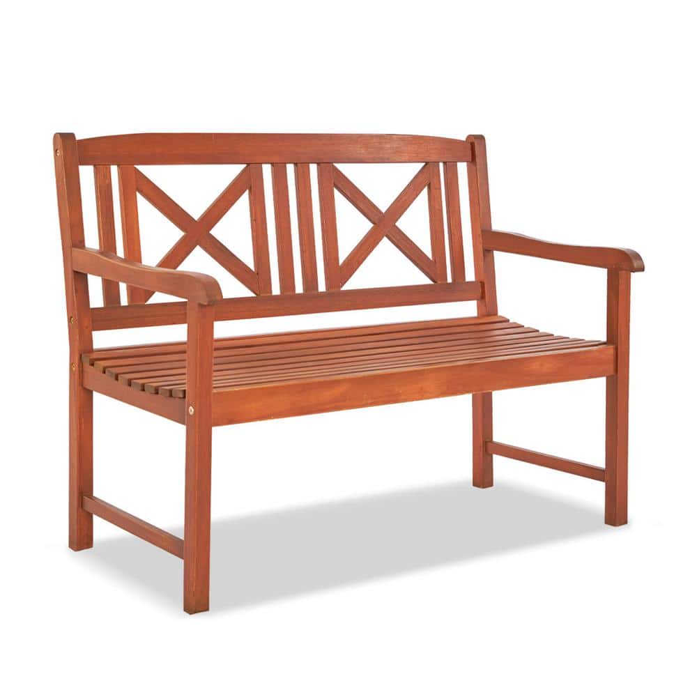 VINGLI Natural 47 in. Wood Outdoor Bench, Acacia Wood Garden Bench 2 ...