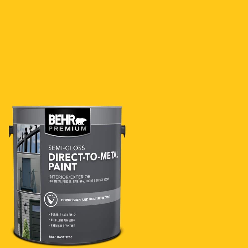 BEHR PREMIUM 1 gal. #P300-7 Unmellow Yellow Semi-Gloss Direct to Metal ...