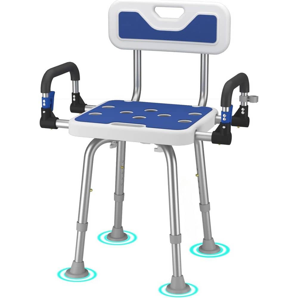 N/A. 22.8 in. W Adjustable Heavy Duty Aluminum Shower Chair in Blue ...