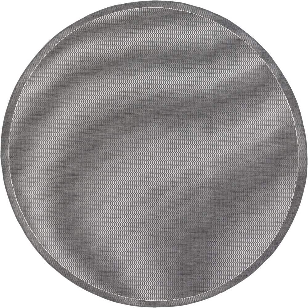 Couristan Recife Saddle Sticth 8 ft. Round Silver-Ivory Solid Indoor ...