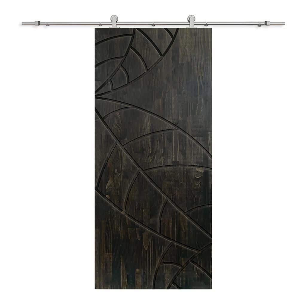 CALHOME 28 in. x 80 in. Charcoal Black Stained Pine Wood Modern ...
