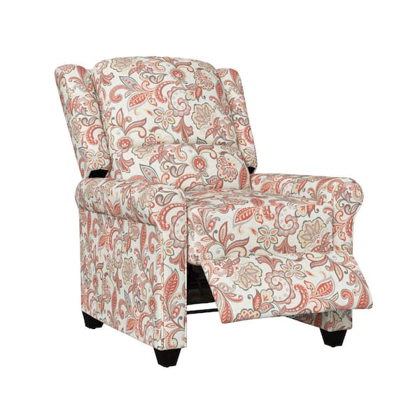 ProLounger Round Arm Rose Red Multi-Floral Garden Inspired Print Fabric ...