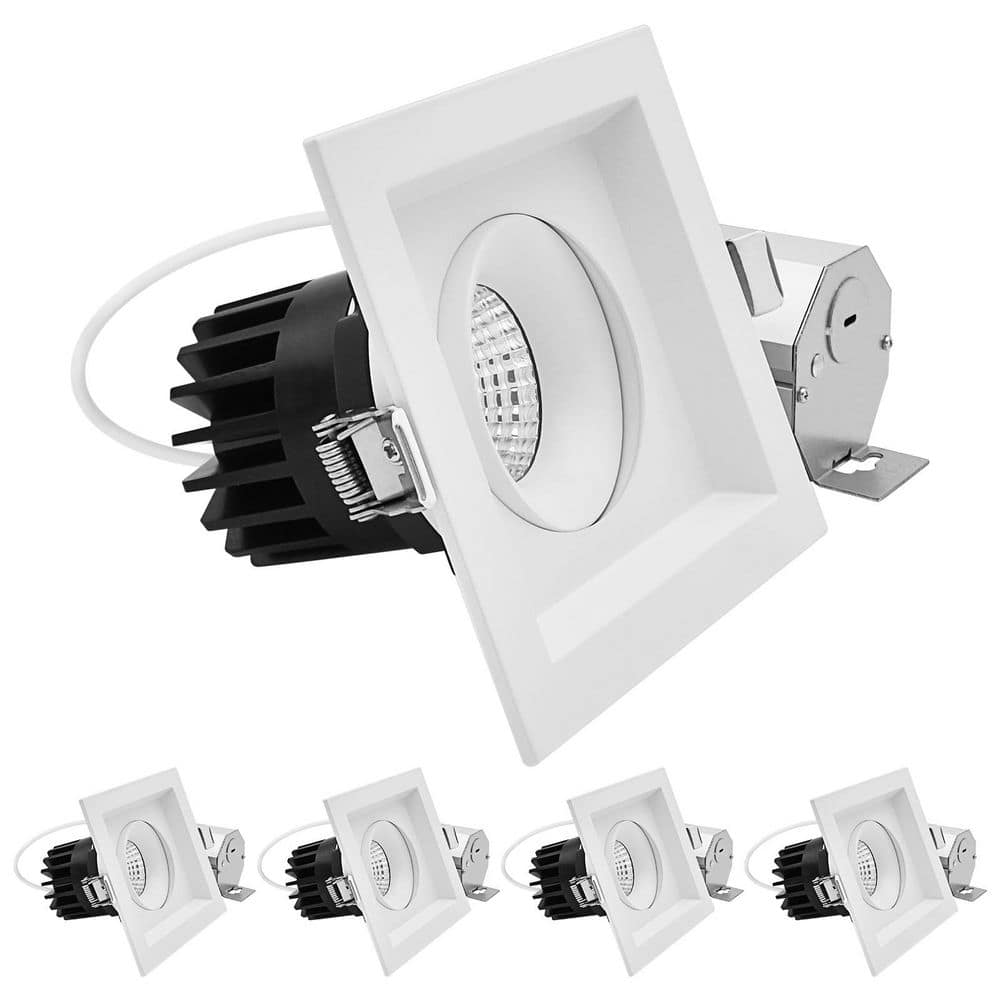 LUXRITE 1-Head Integrated LED Square Regressed Gimbal Recessed Light ...