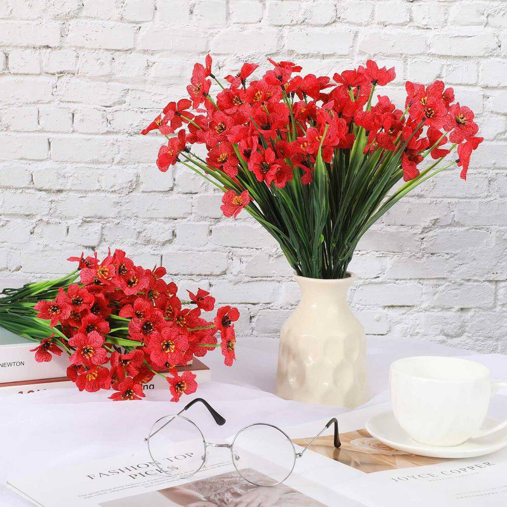 14 in. Red Outdoor Artificial Flower UV Resistant 100-Bundles CABWBQ141 ...